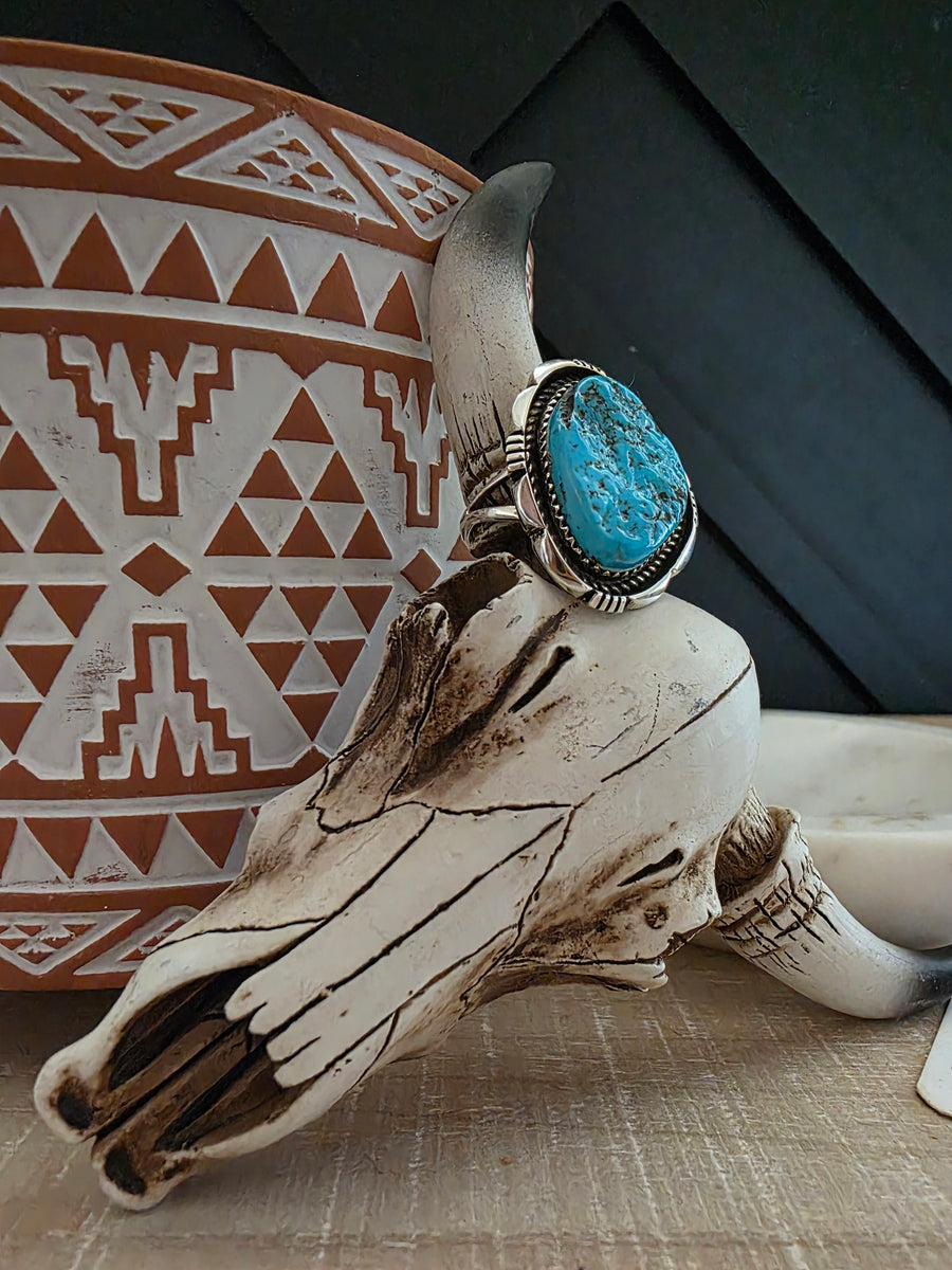 JUNIOR BEGAY KINGMAN TURQUOISE RING – Kittie K Ranch and Co